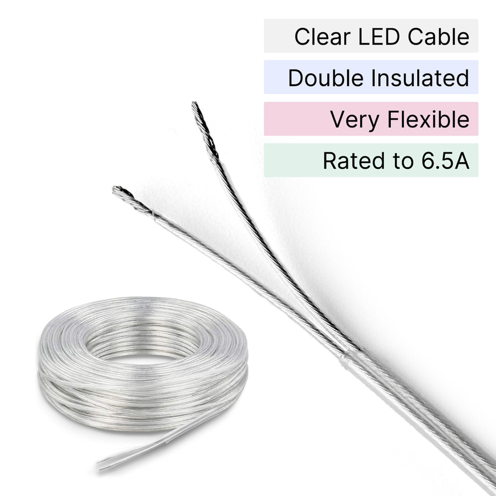 Clear Twin LED Cable 8 A 0.5 mm — WeLoveLeds™