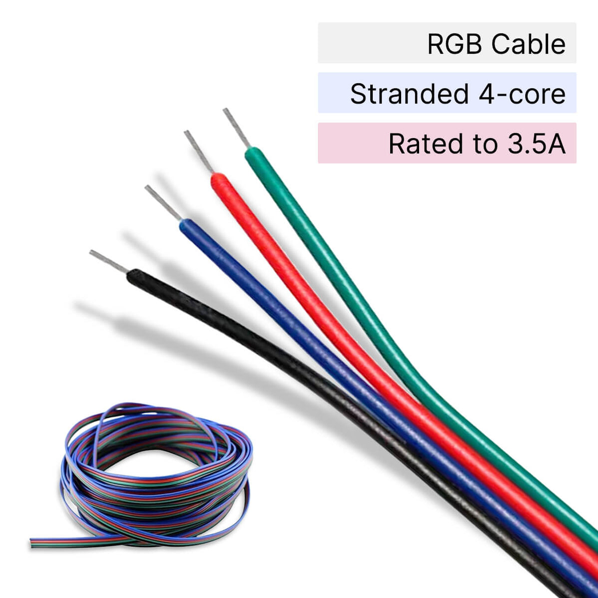 RGB LED Cable 3.5 A 0.5 mm Wire — WeLoveLeds™
