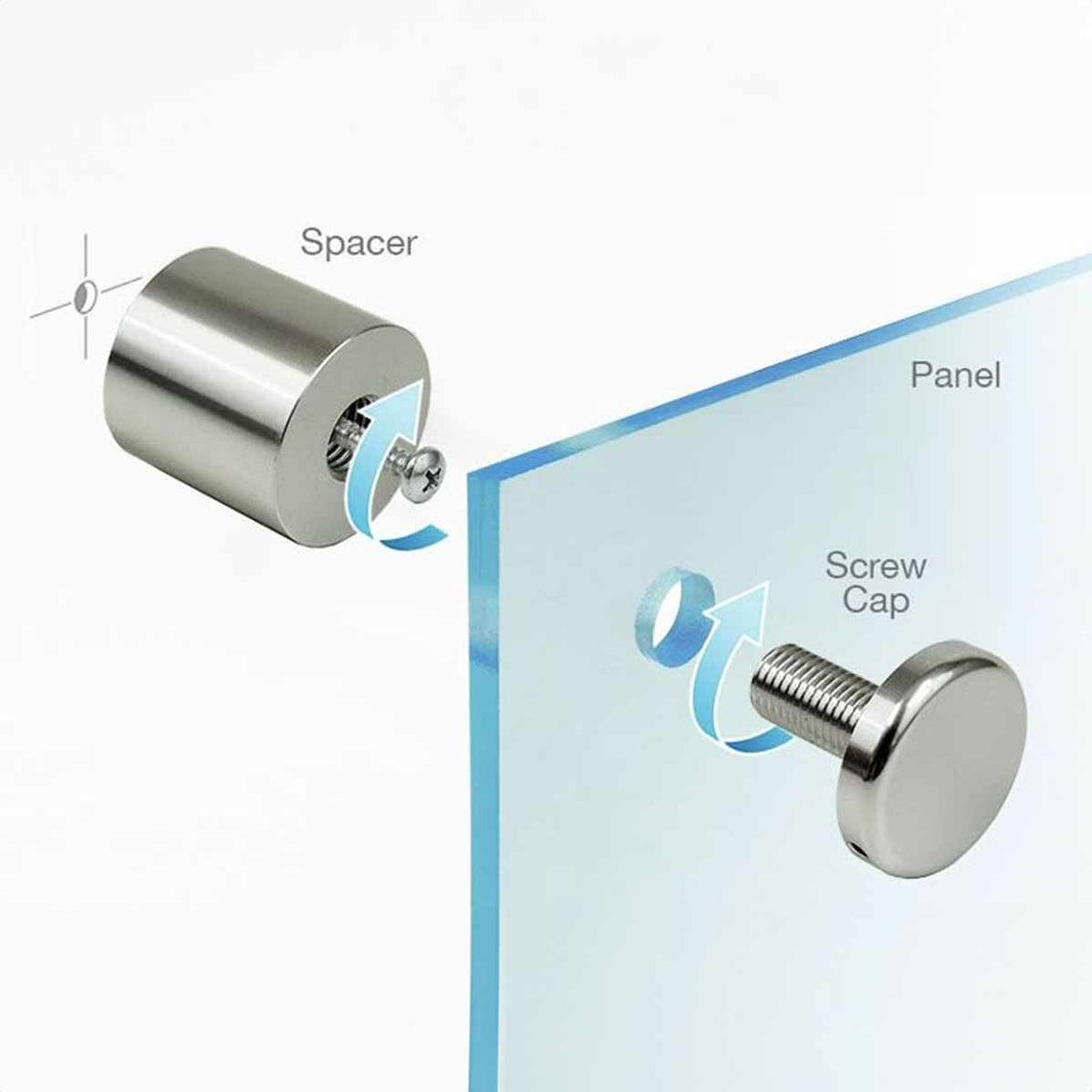 12mm Sign Standoff Fixing 30mm | Stainless Steel Panel Mount — WeLoveLeds™