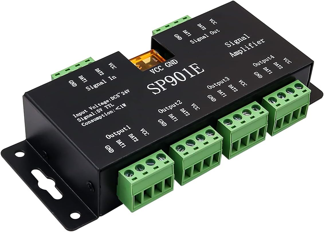 SP901E Pixel Signal Amplifier | 5‑24 V 8or4‑Channel Repeater — WeLoveLeds™