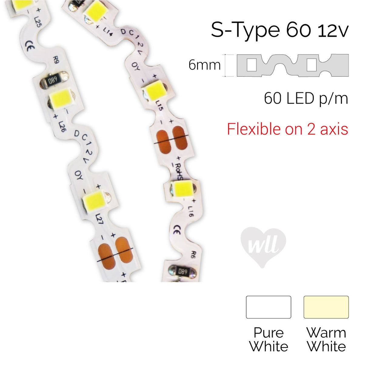 LED Strip S-Type | 12V | 6mm | 60LEDs | 1yr Warranty — WeLoveLeds™